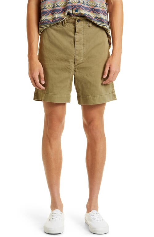 Double Rl Herringbone Cotton Twill Field Shorts - Faded Olive